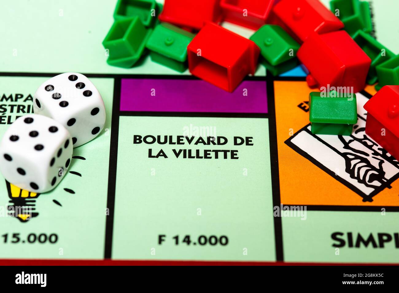 Close up of Boulevard de la Villette on a French Monopoly Board Stock ...