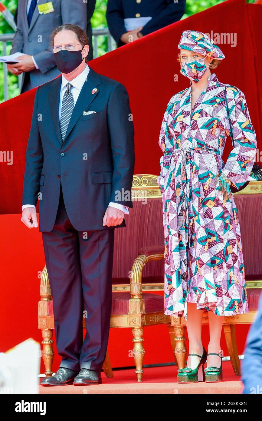 Princess Delphine of Belgium and her husband James O'Hare attending ...