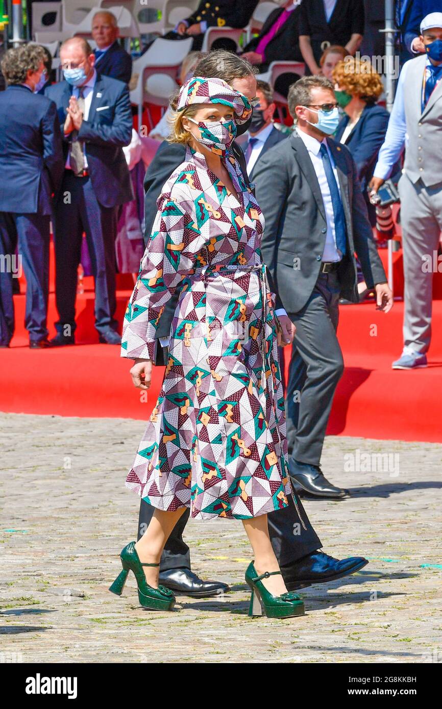 Princess Delphine of Belgium attending celebrations for Belgian ...