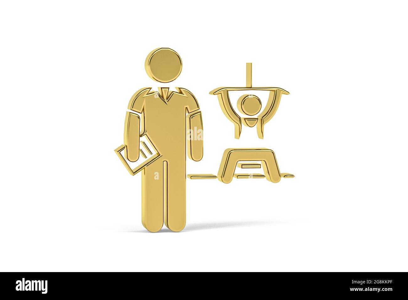 Golden 3d fitness instructor icon isolated on white background - 3d ...