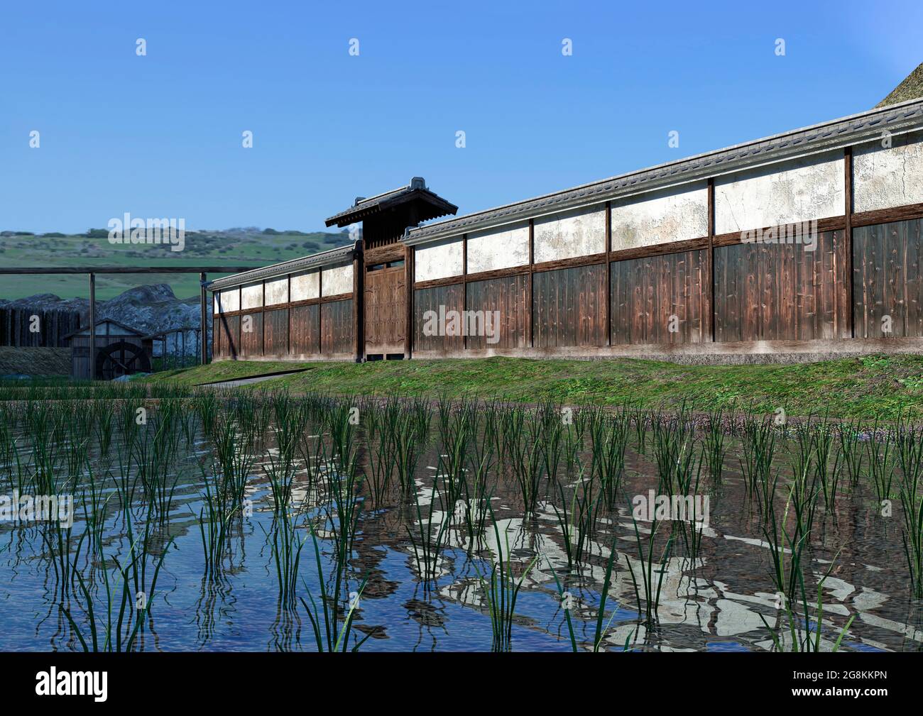 3D rendering of an old traditional ninja village Stock Photo - Alamy