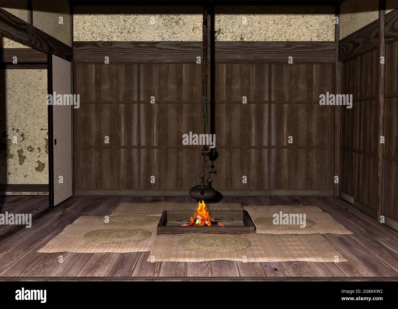 3D rendering of an old traditional ninja village Stock Photo - Alamy