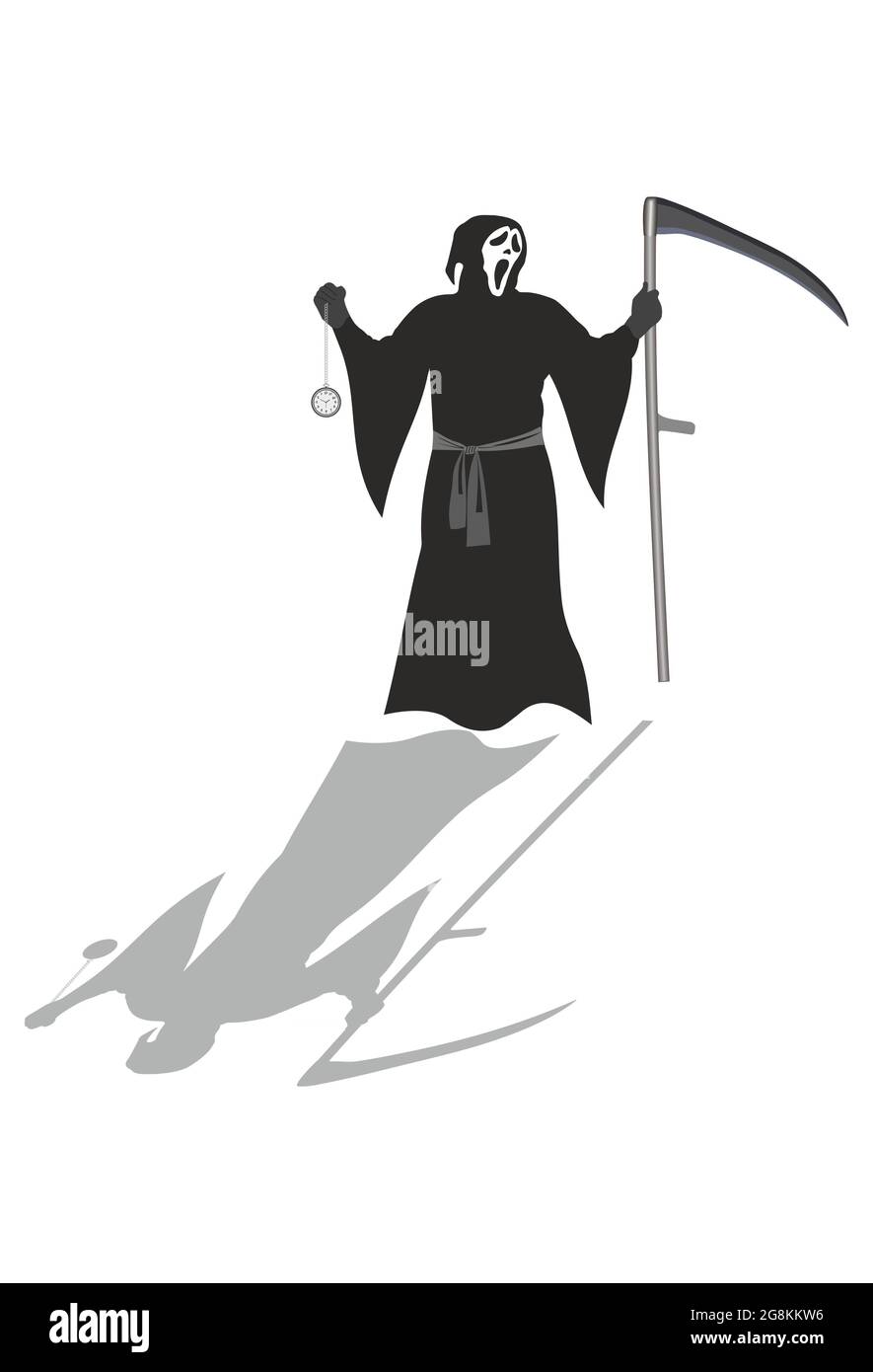 Digital illustration of the death grim reaper character isolated on a ...