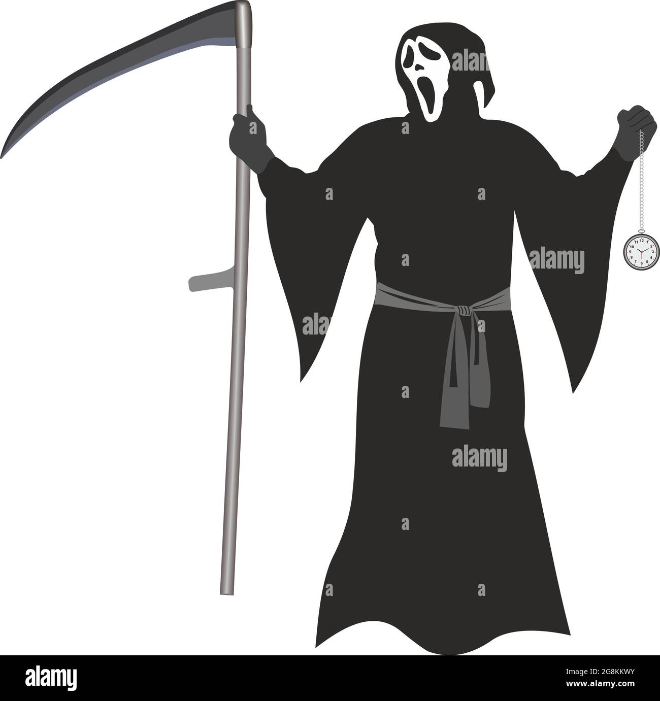 Digital illustration of the death grim reaper character isolated on a ...