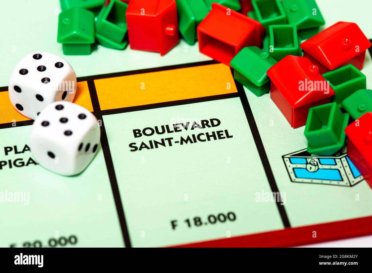Boulevard Saint Michel. Close up of French Monopoly Board Stock Photo ...