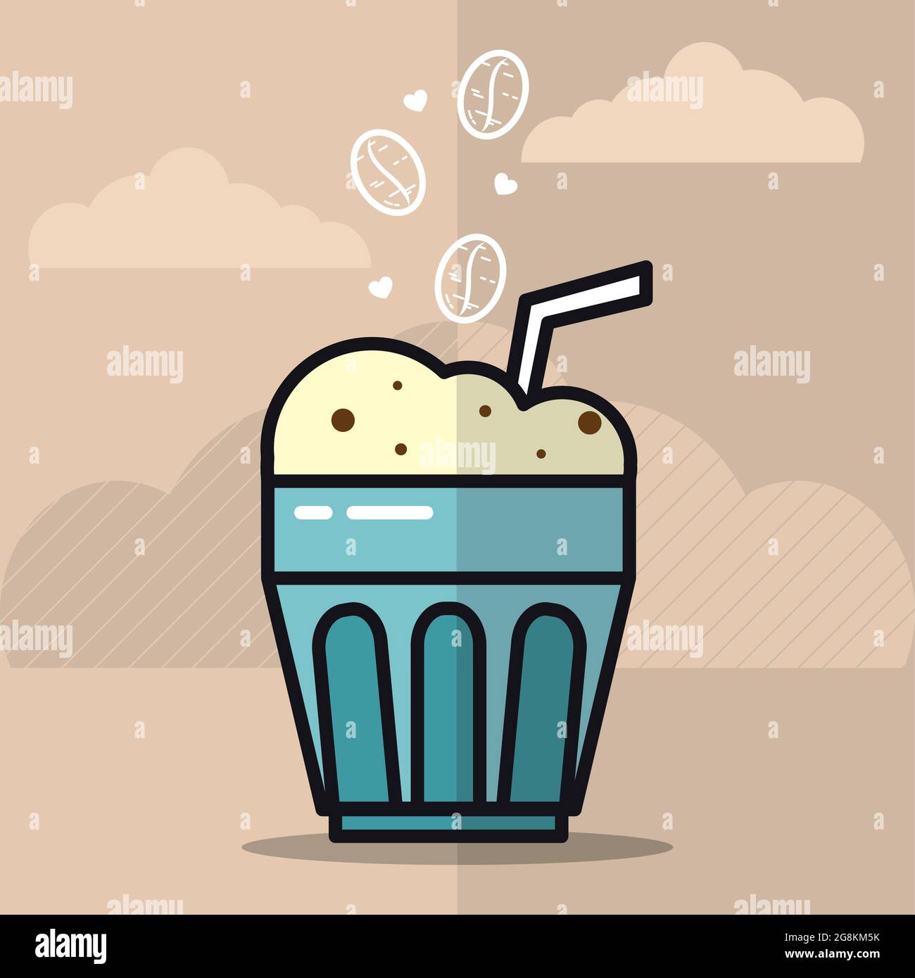 iced coffee drink illustration with beans icons Stock Vector Image ...