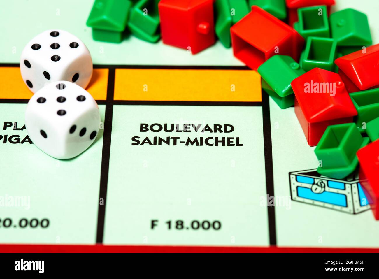Boulevard Saint Michel. Close up of French Monopoly Board Stock Photo ...