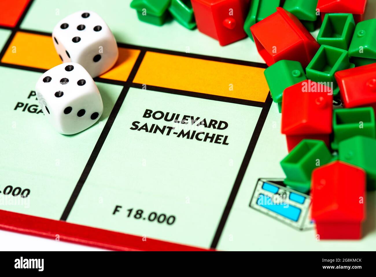 Boulevard Saint Michel. Close up of French Monopoly Board Stock Photo ...