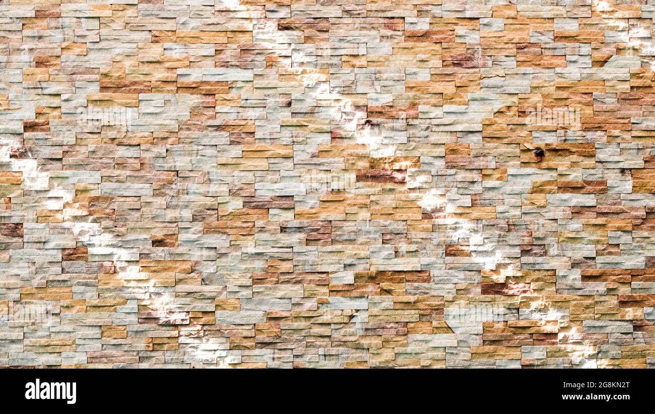 Abstract brown and white rock stone wall texture. Striped shadow and ...