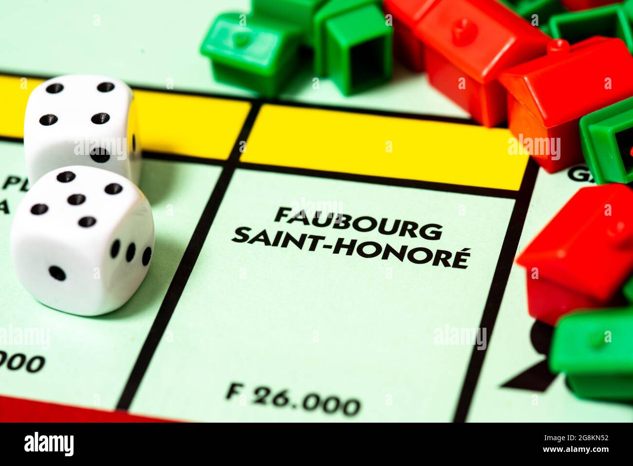 Faubourg Saint-Honore. Close up of French Monopoly Board Stock Photo ...