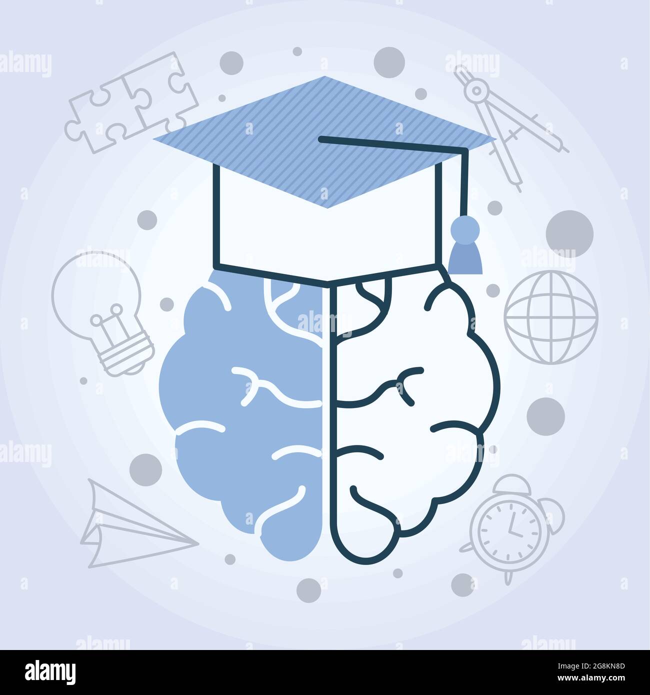 brain with graduation cap illustration Stock Vector Image & Art - Alamy