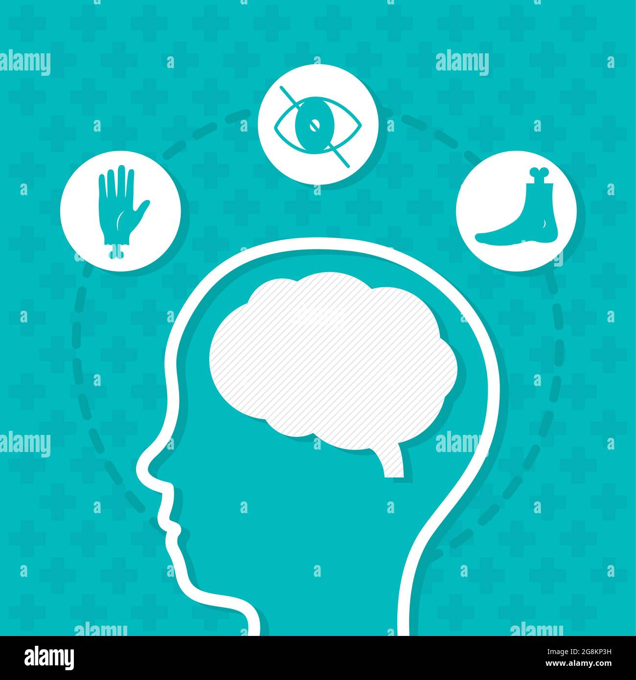 head with disabled symbols around Stock Vector Image & Art - Alamy