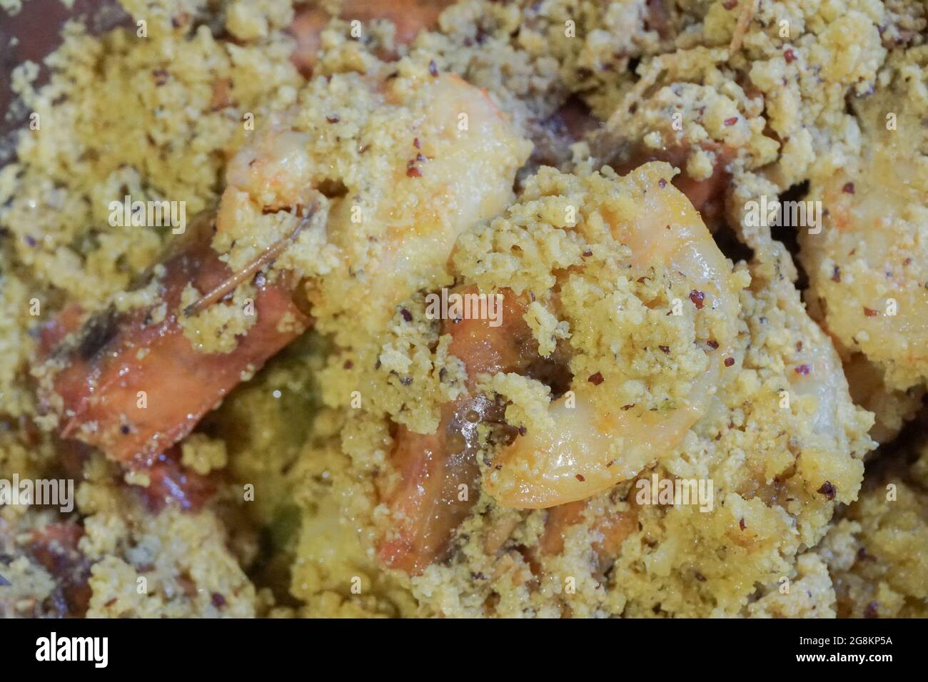 Spicy Indian prawn food dish, prepared with coconut for nice taste ...