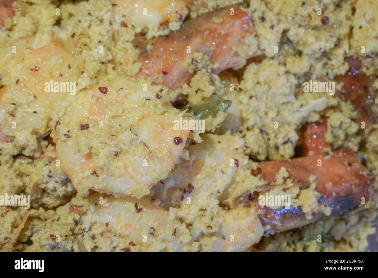 Spicy Indian prawn food dish, prepared with coconut for nice taste ...