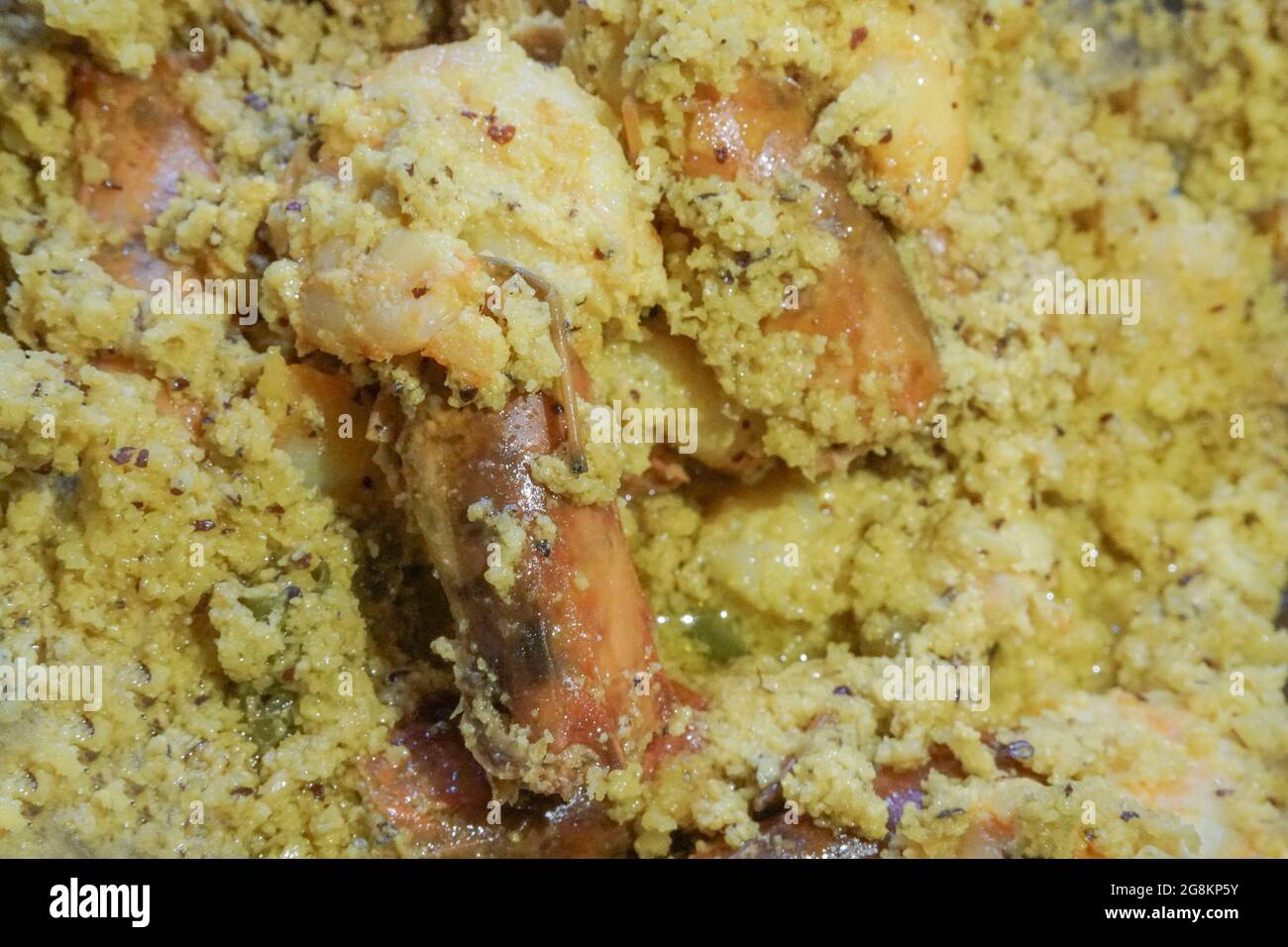 Spicy Indian prawn food dish, prepared with coconut for nice taste ...