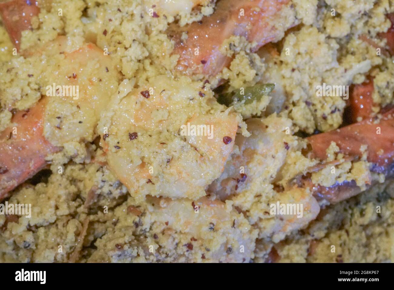 Spicy Indian prawn food dish, prepared with coconut for nice taste ...