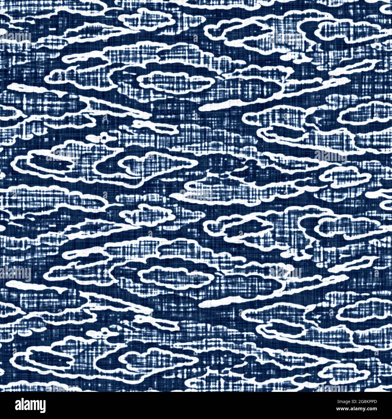 Acid wash blue jean effect texture with decorative linen geo motif ...