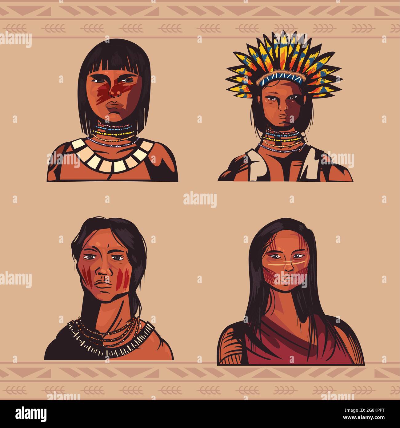 group of four indigenous ethnic Stock Vector Image & Art - Alamy