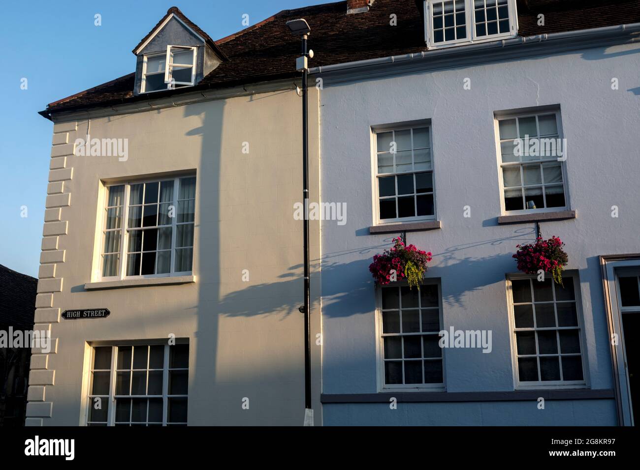High Street, early morning in summer, Warwick, warwickshire, England ...