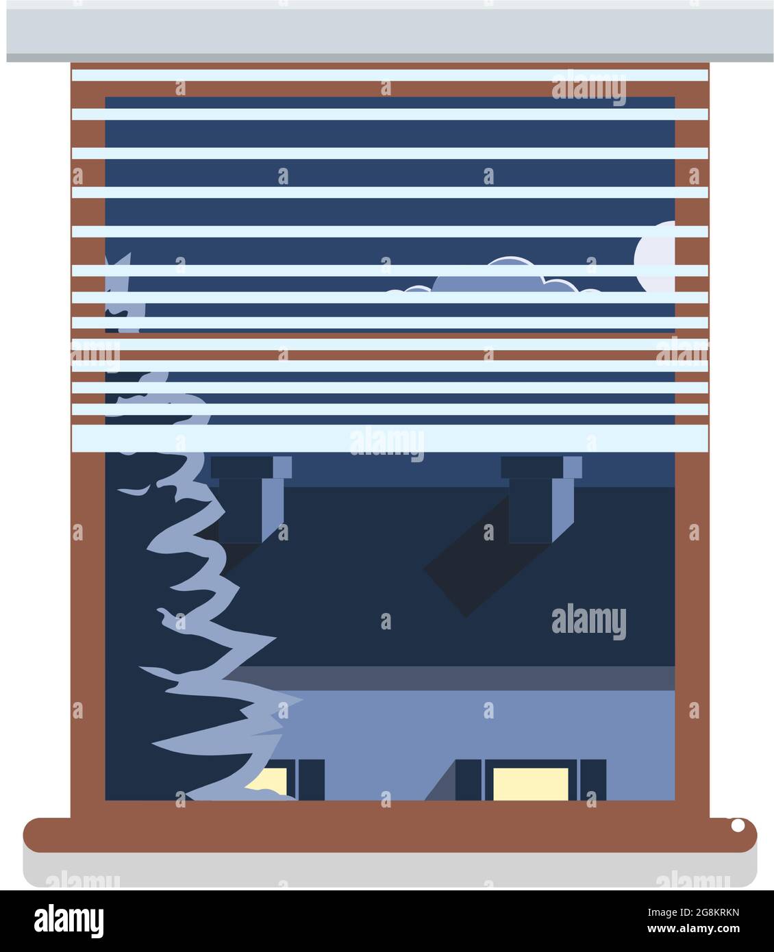 Vector window with view on neighbors house roof at night Stock Vector ...