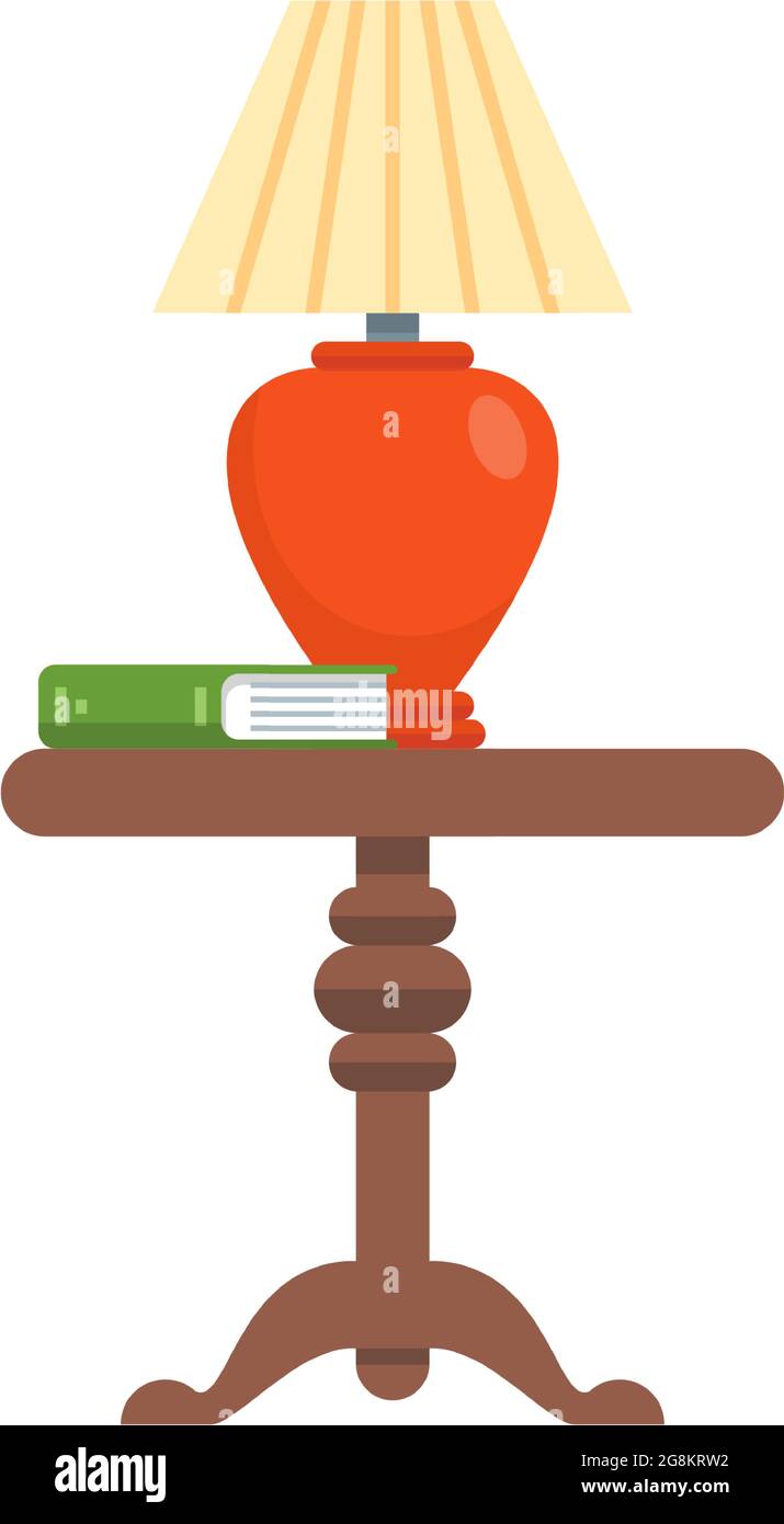 Lamp and books stack on coffee table vector icon Stock Vector Image ...