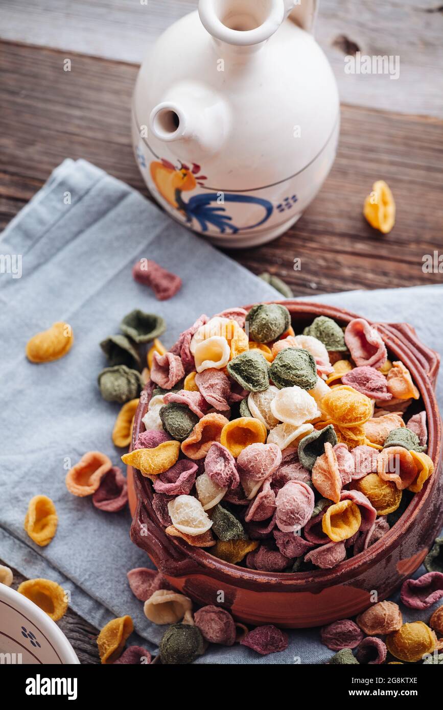Hand made orecchiette pasta from Puglia, made with natural flavors like ...
