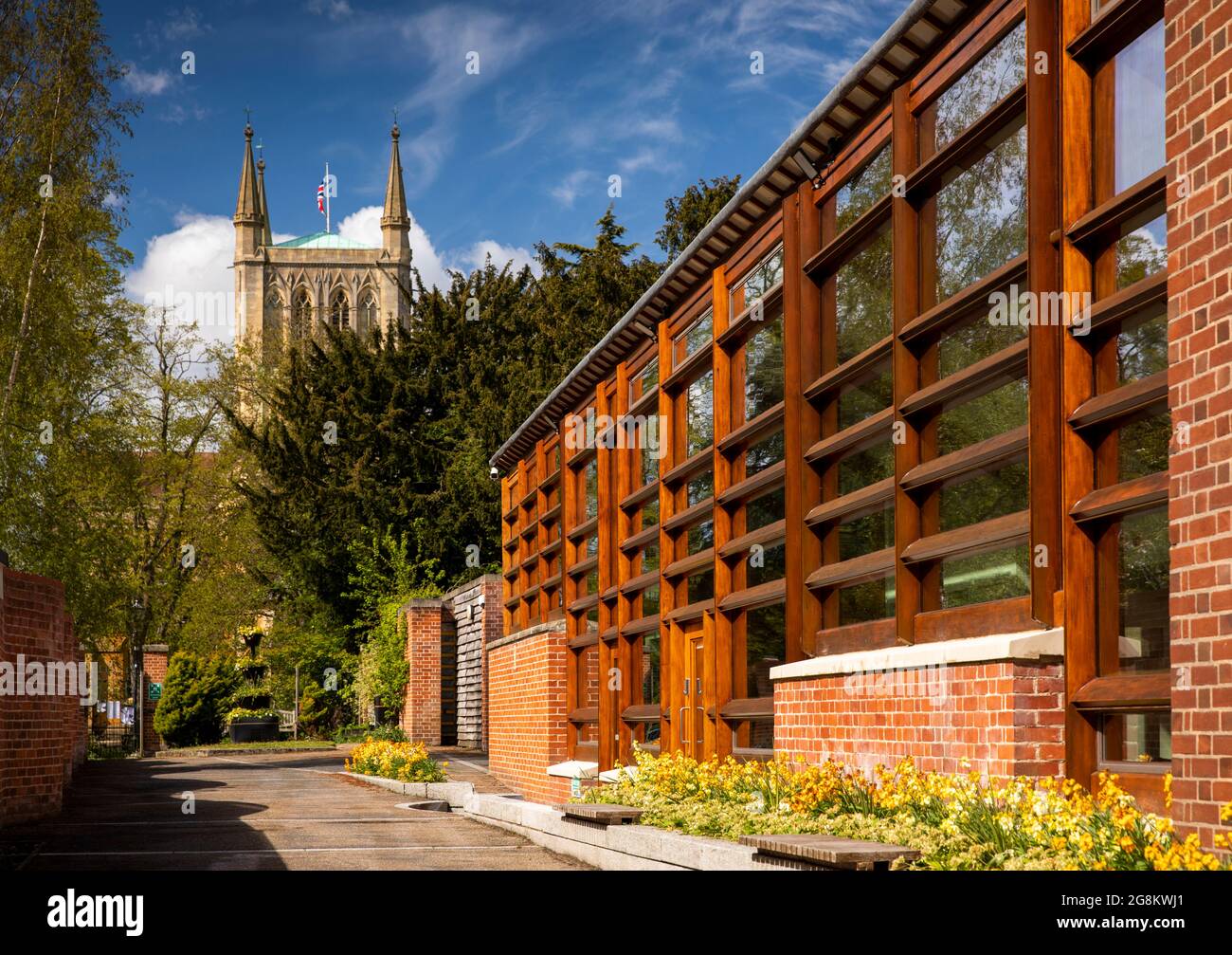 UK, England, Worcestershire, Pershore, High Street, Town Hall extension ...