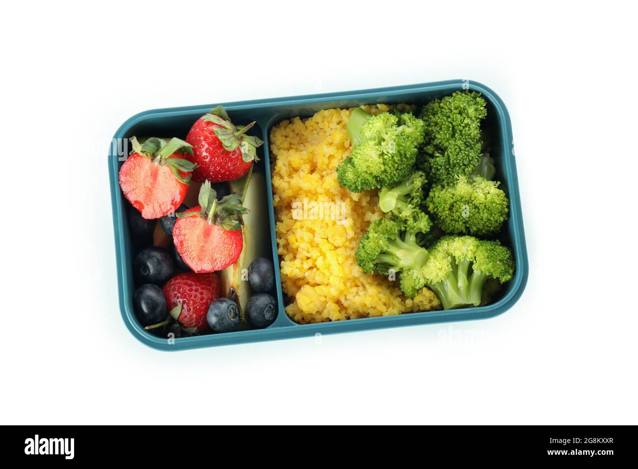 Lunch box with food isolated on white background Stock Photo - Alamy