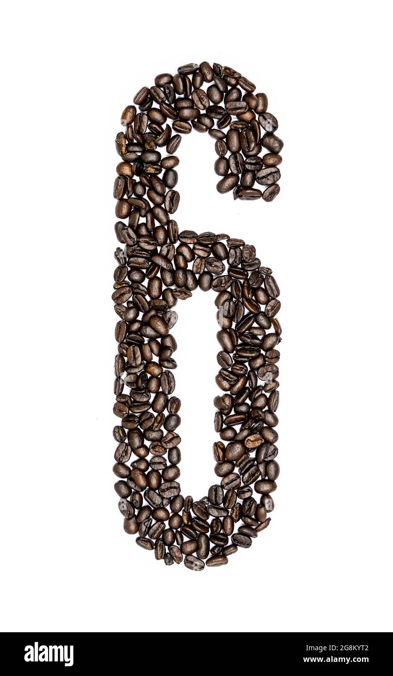 Number Six made from Coffee Beans 6 Coffee Beans carefully arranged to ...