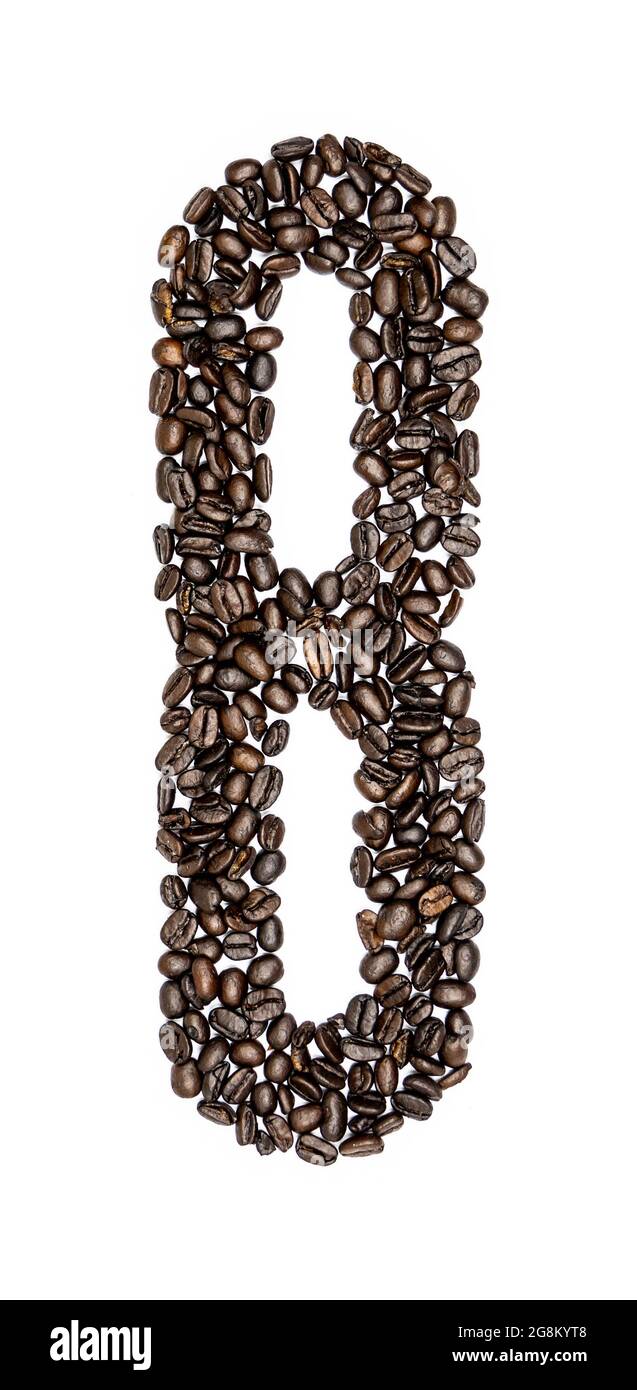 Number Eight made from Coffee Beans 8 Coffee Beans carefully arranged ...