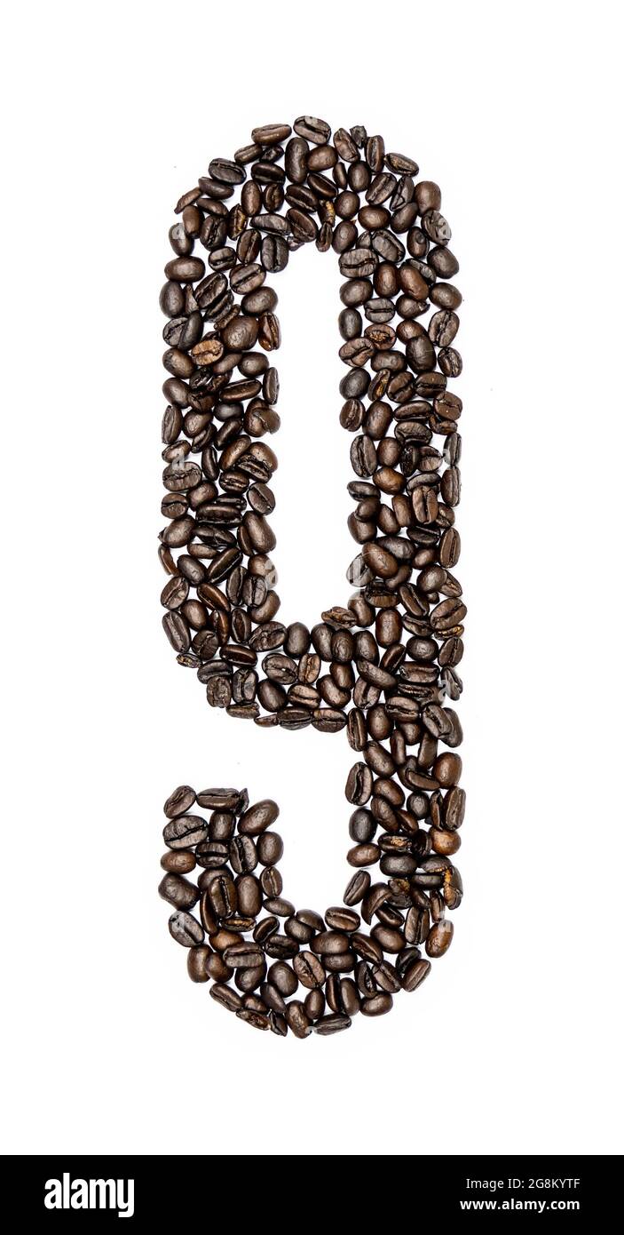 Number Nine made from Coffee Beans 9 Coffee Beans carefully arranged to ...