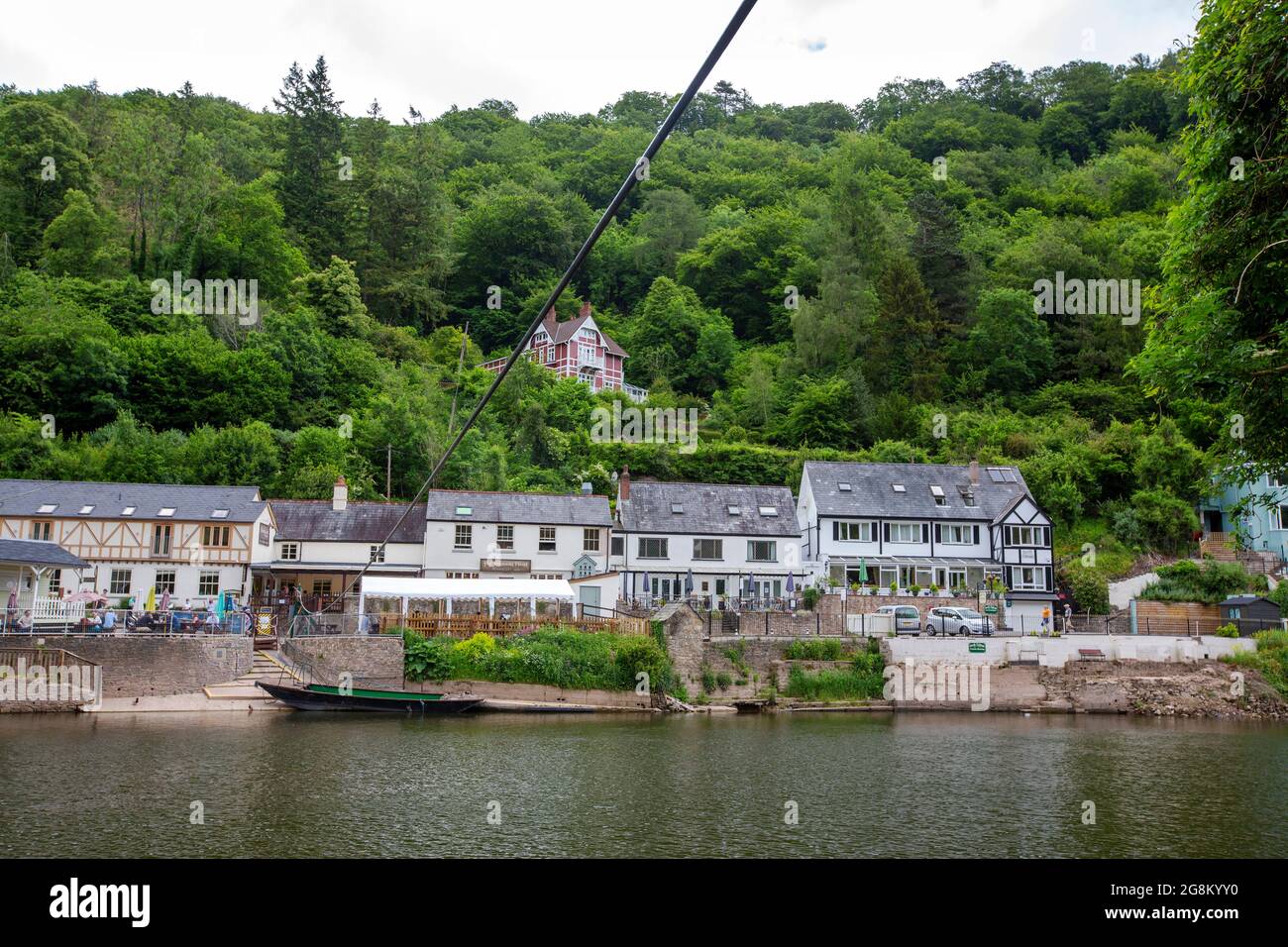 An old wire pull ferry on the River Wye at Symonds Yat, Gloucestershire ...