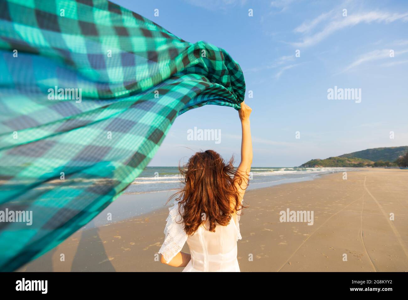 Strong wind blowing woman hi-res stock photography and images - Alamy