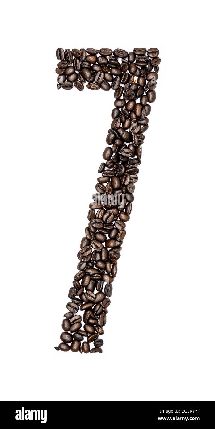 Number Seven made from Coffee Beans 7 Coffee Beans carefully arranged ...