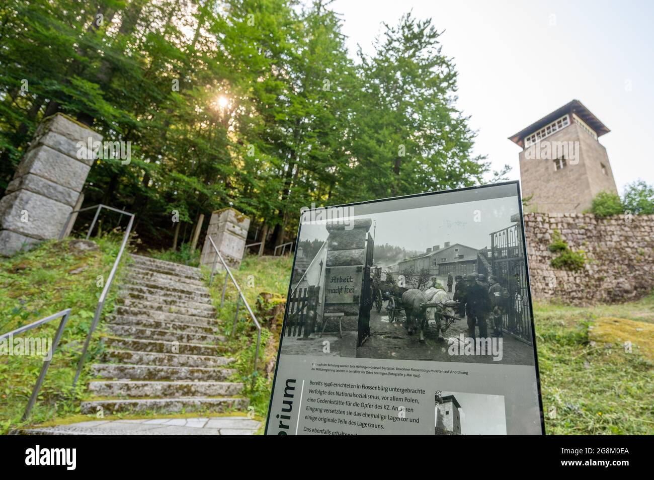 21 July 2021, Bavaria, Flossenbürg: An information board stands on the ...