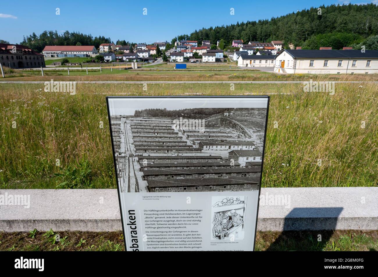 21 July 2021, Bavaria, Flossenbürg: An information board is located on ...