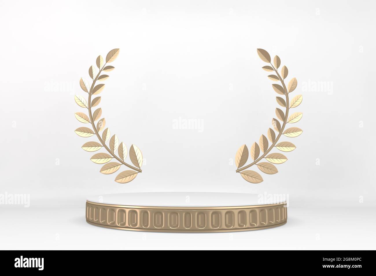 Victory golden podium winner on white background minimal design. 3D ...