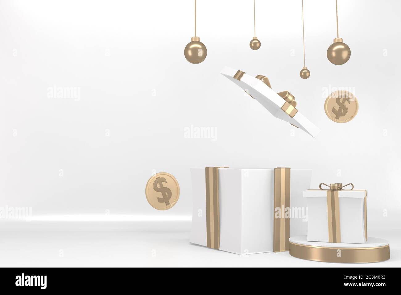 Roman podium white for cosmetic product on background white. 3d ...