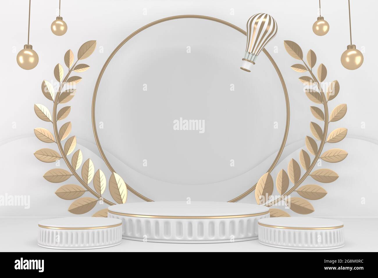 Victory golden podium winner on white background minimal design. 3D ...