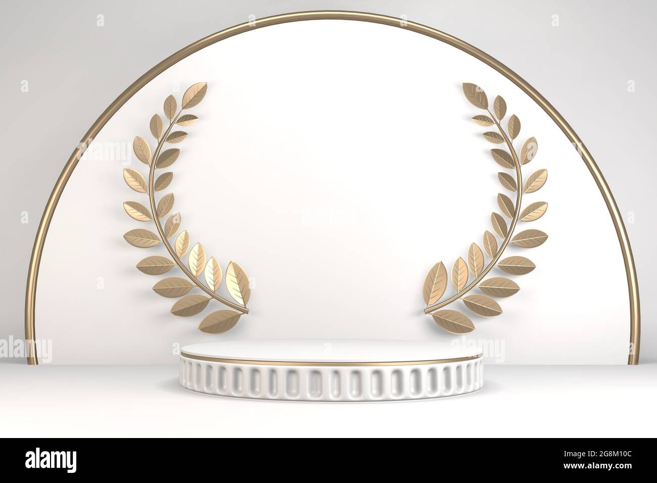 Victory golden podium winner on white background minimal design. 3D ...