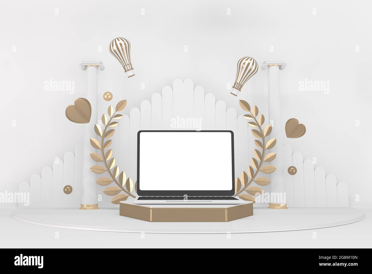 Victory golden podium winner on white background minimal design. 3D ...