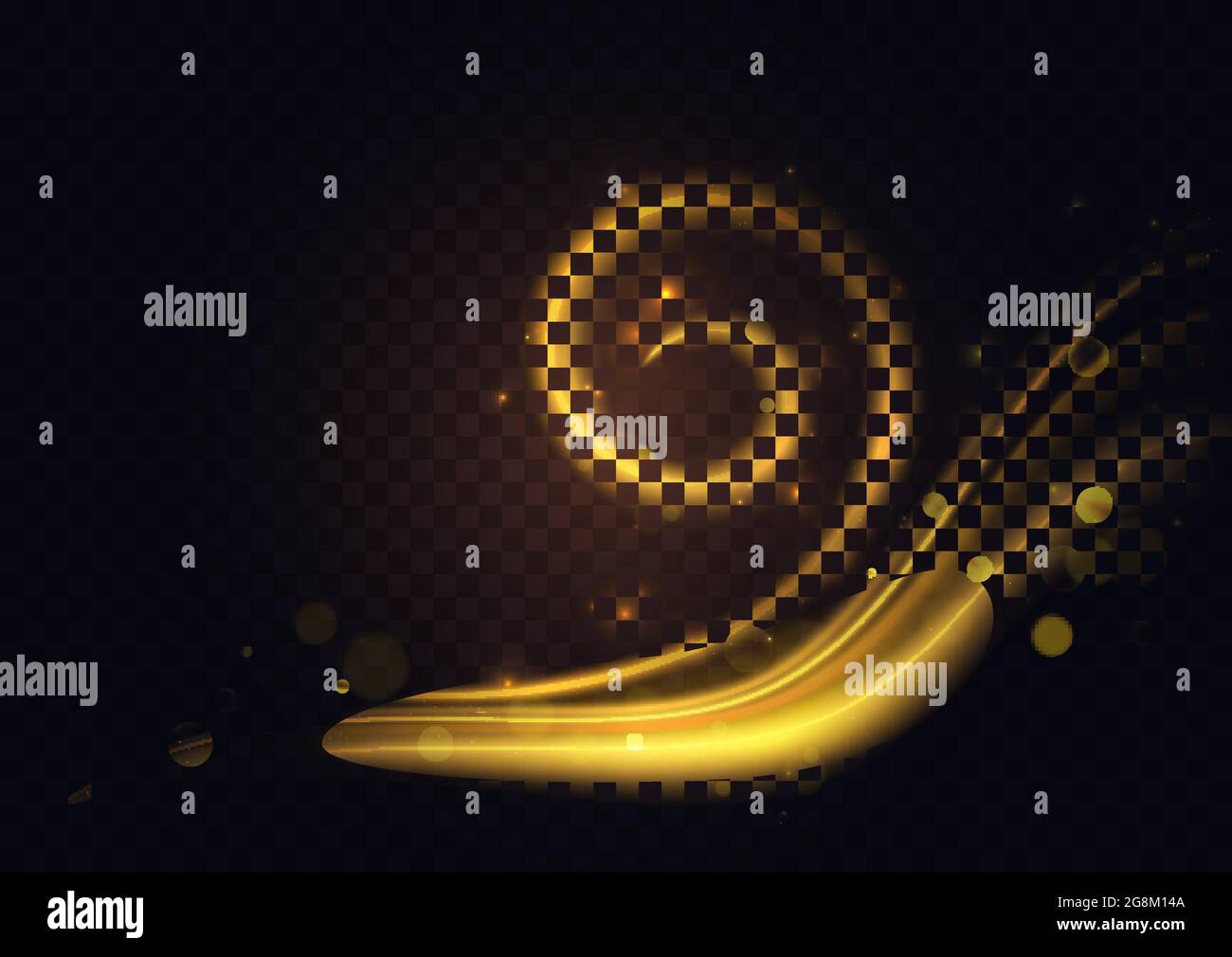 Gold twirl light effect, golden swirl energy glow vector illustration ...