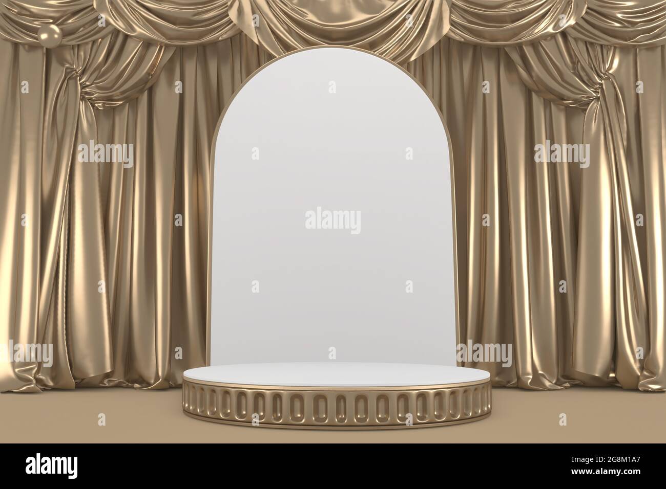 Victory golden podium winner on white background minimal design. 3D ...