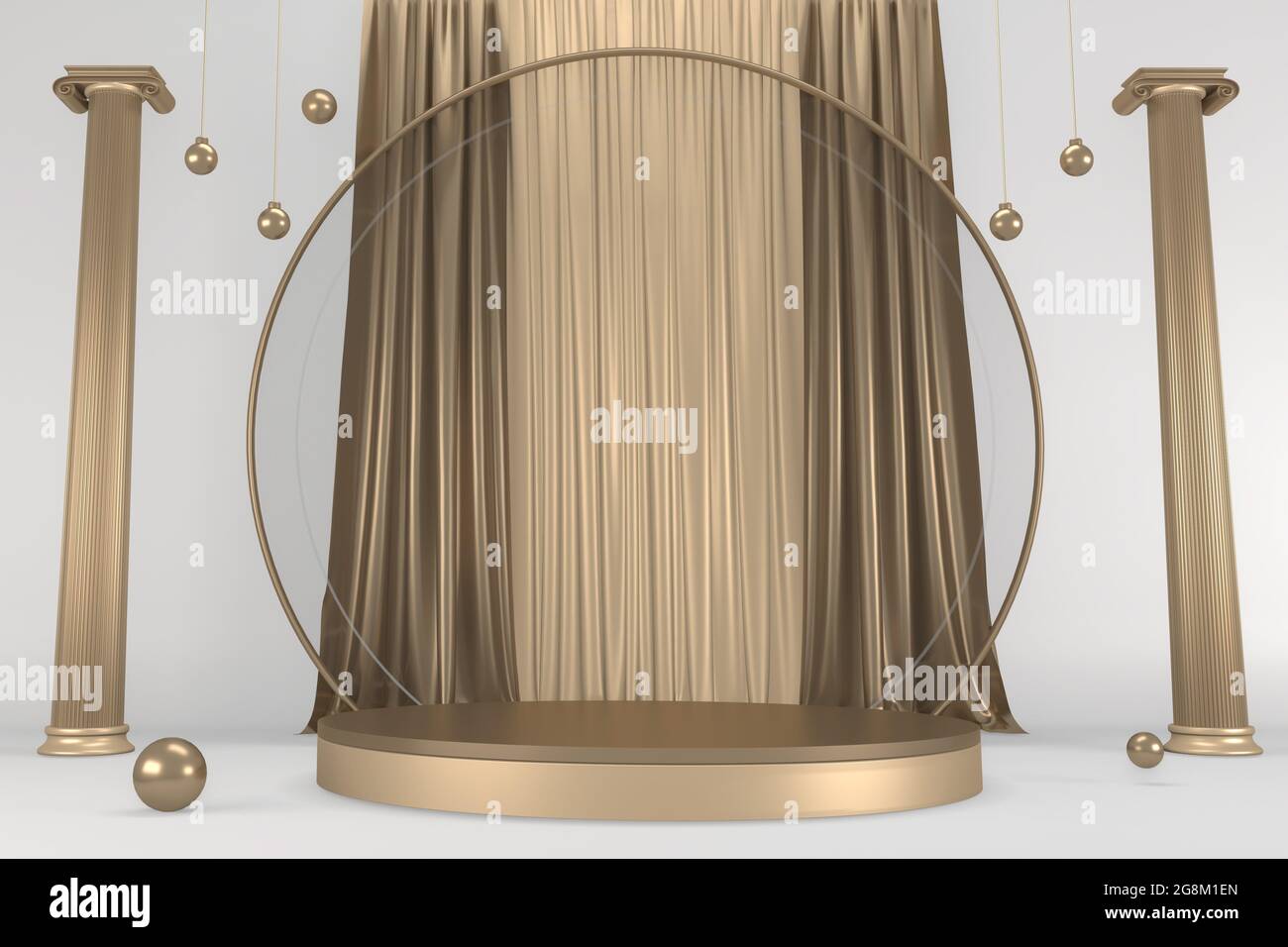 Victory golden podium winner on white background minimal design. 3D ...