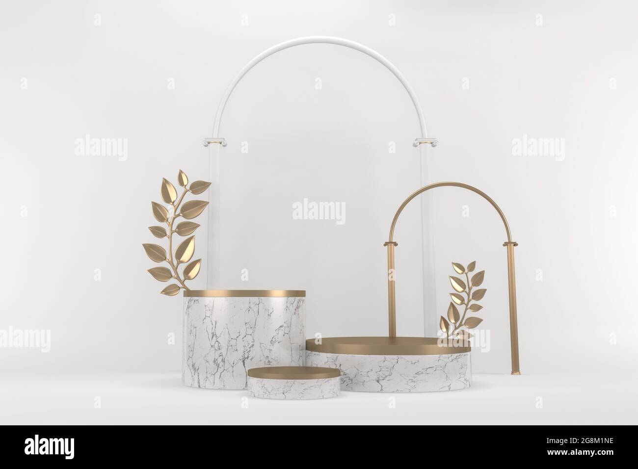 Roman podium white for cosmetic product on background granite white. 3d ...