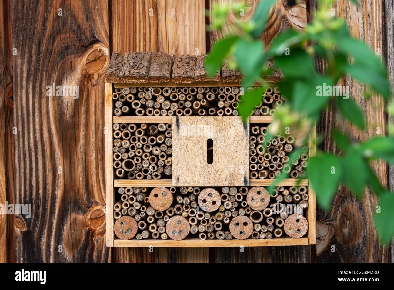 Closeup of wooden insects house in a garden Stock Photo - Alamy
