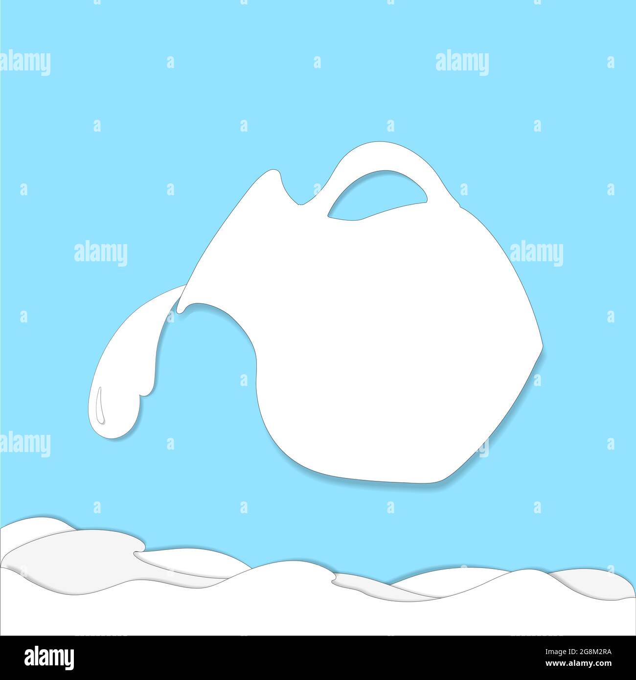 A PaperCut-style pitcher. A pitcher of water, pouring water. Liquid ...