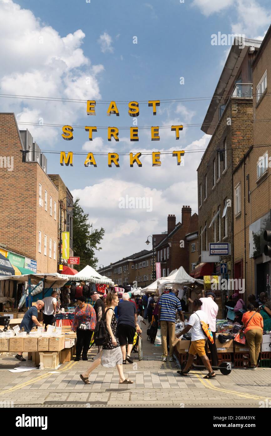 East Street Market entrance, Southwark, Walworth, London, England Stock ...