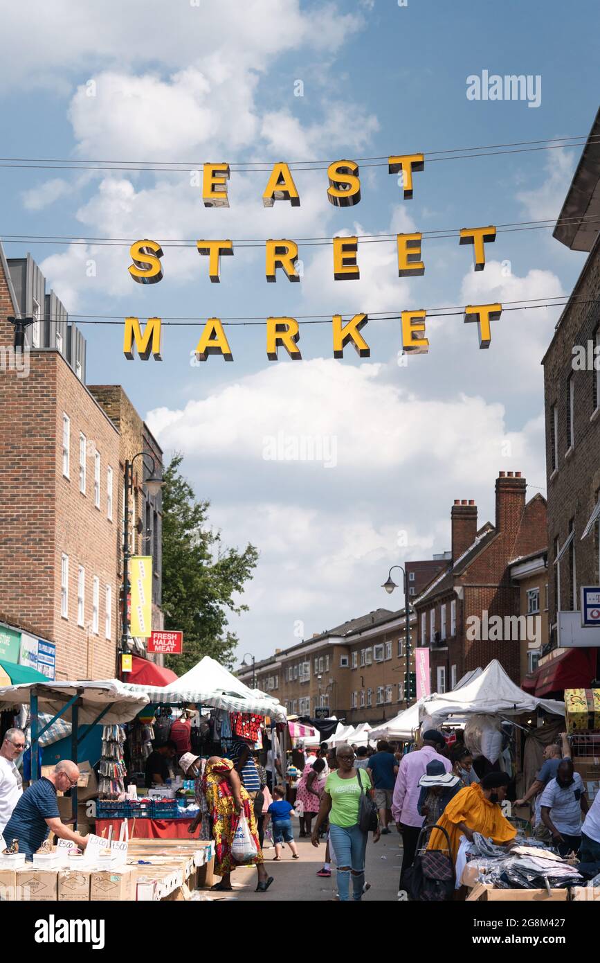 East Street Market entrance, Southwark, Walworth, London, England Stock ...