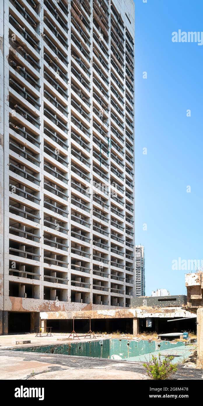 Abandoned and Damaged Holiday Inn Hotel in Beirut, Lebanon Stock Photo ...